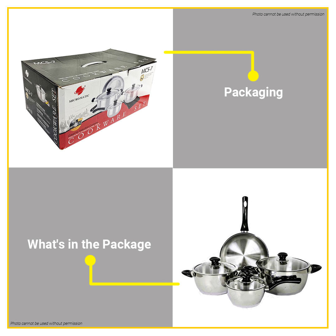 MICROMATIC Stainless Steel Cookware Pot Set 7 PCS/SET MCS-7 •BUILDMATE ...