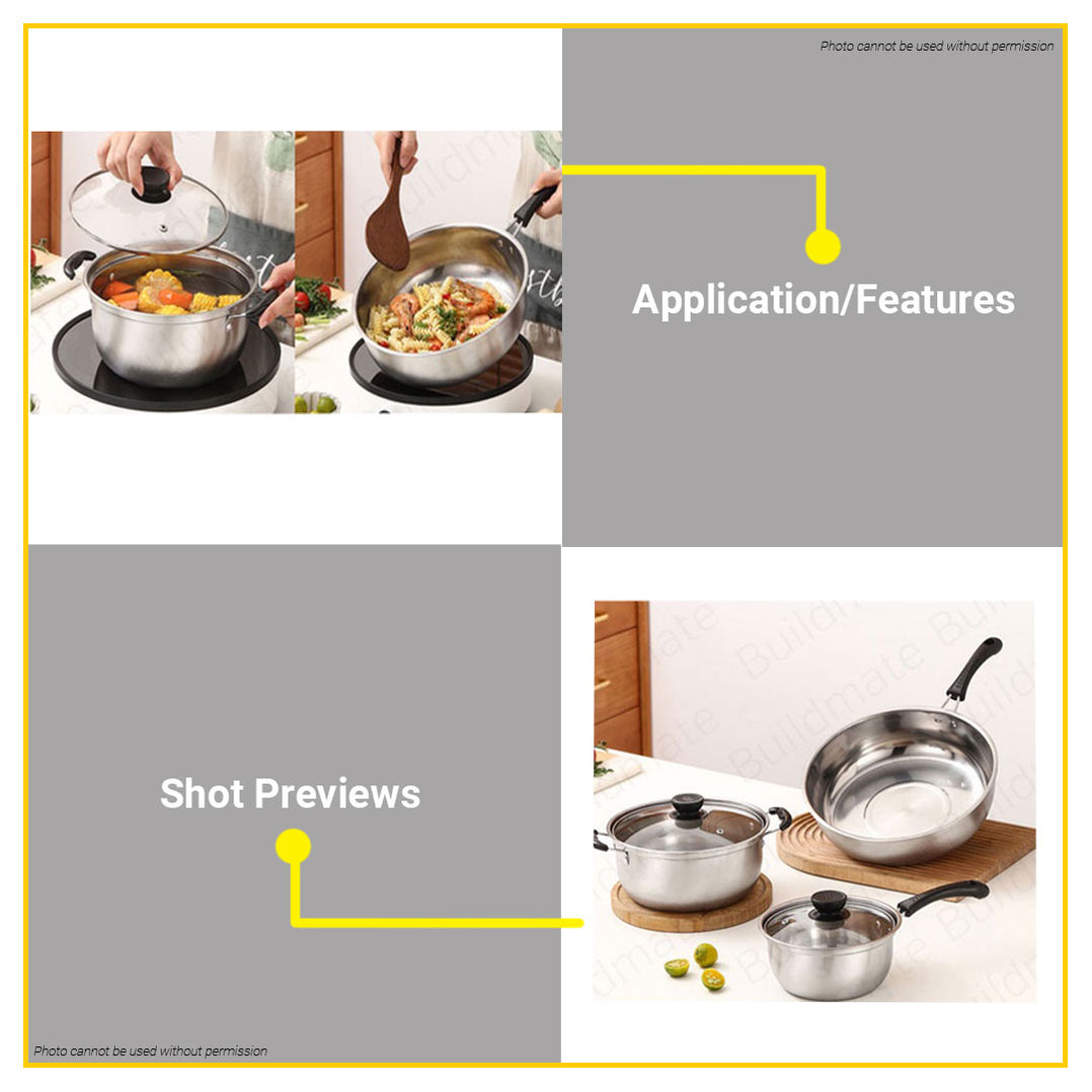 MICROMATIC Stainless Steel Cookware Pot Set 7 PCS/SET MCS-7 •BUILDMATE ...