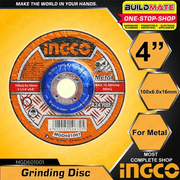 INGCO (5PCS) Grinding Disc For Metal 100x6x16mm MGD601001 •BUILDMATE ...