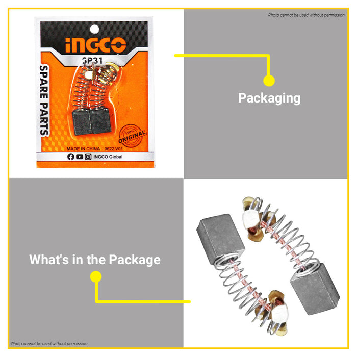 INGCO 2PCS/SET Carbon Brush for Rotary Hammer Motor Brush Carbon Brush ...