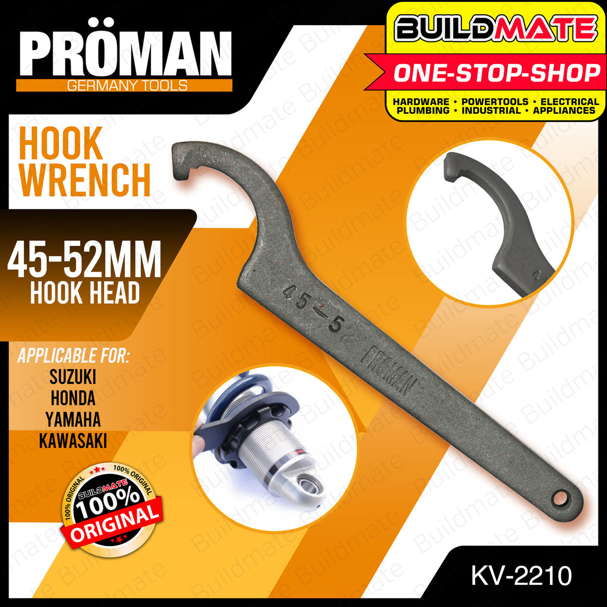 PROMAN GERMANY Hook Wrench Wrenches KV-2210 •BUILDMATE• — Buildmate