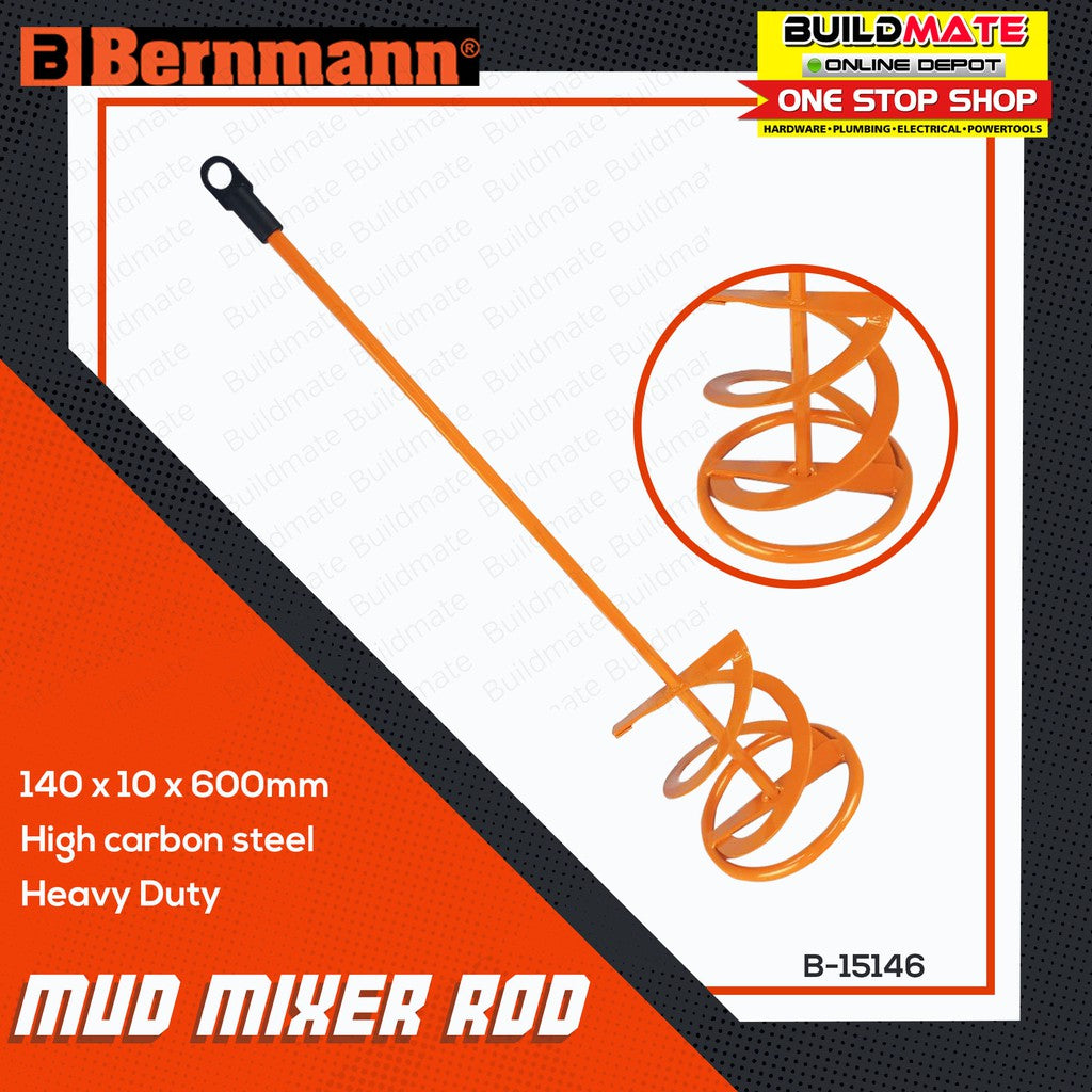 BERNMANN Mud Paint Mixer Rod 140 x 10 x 600mm Heavy Duty B-15146 •BUIL ...