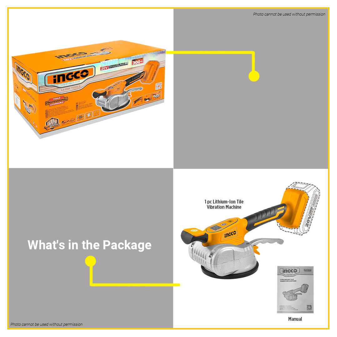 BUILDMATE Ingco 20V Lithium-Ion Cordless Tile Vibration Machine 0-1000 ...