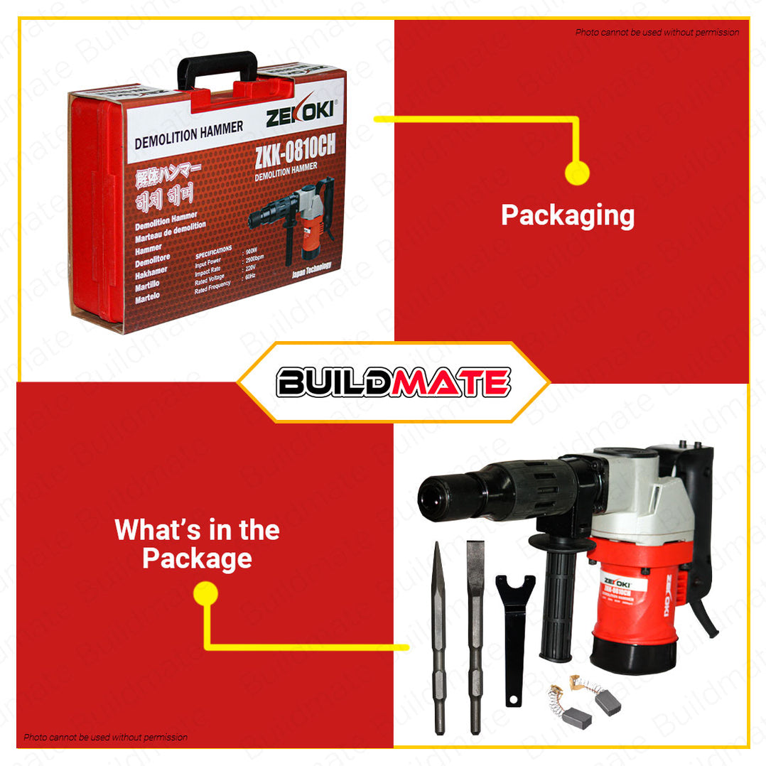 BUILDMATE Zekoki Demolition Hammer 900W Chipping Gun Hammer Concrete B ...