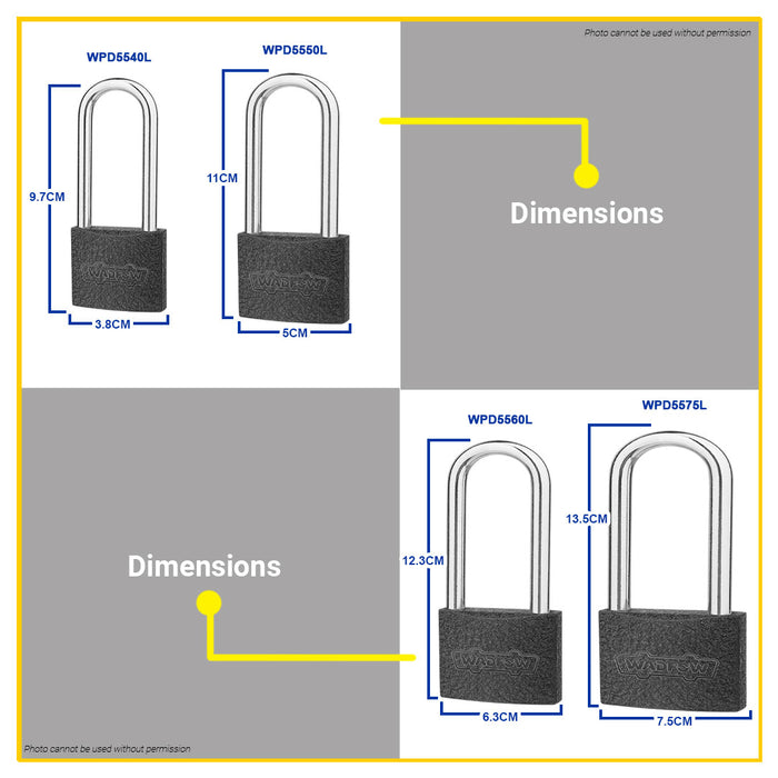 BUILDMATE Wadfow Iron Padlock 40MM - 75MM Long Shackle with 3pcs Iron ...