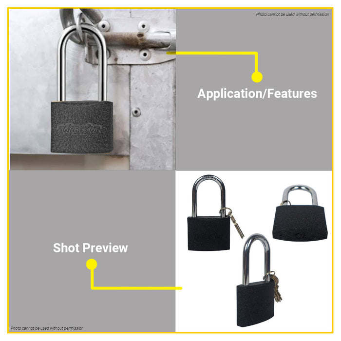 BUILDMATE Wadfow Iron Padlock 40MM - 75MM Long Shackle with 3pcs Iron ...