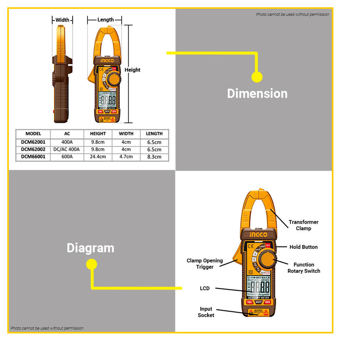 Ingco AC Digital Clamp Meter DCM62001 - IPT — Buildmate