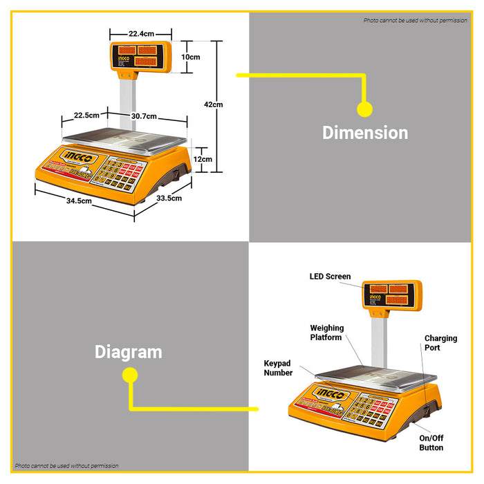 INGCO Electronic Weighing Scale 40kg HESA3404 100% ORIGINAL / AUTHENTI ...