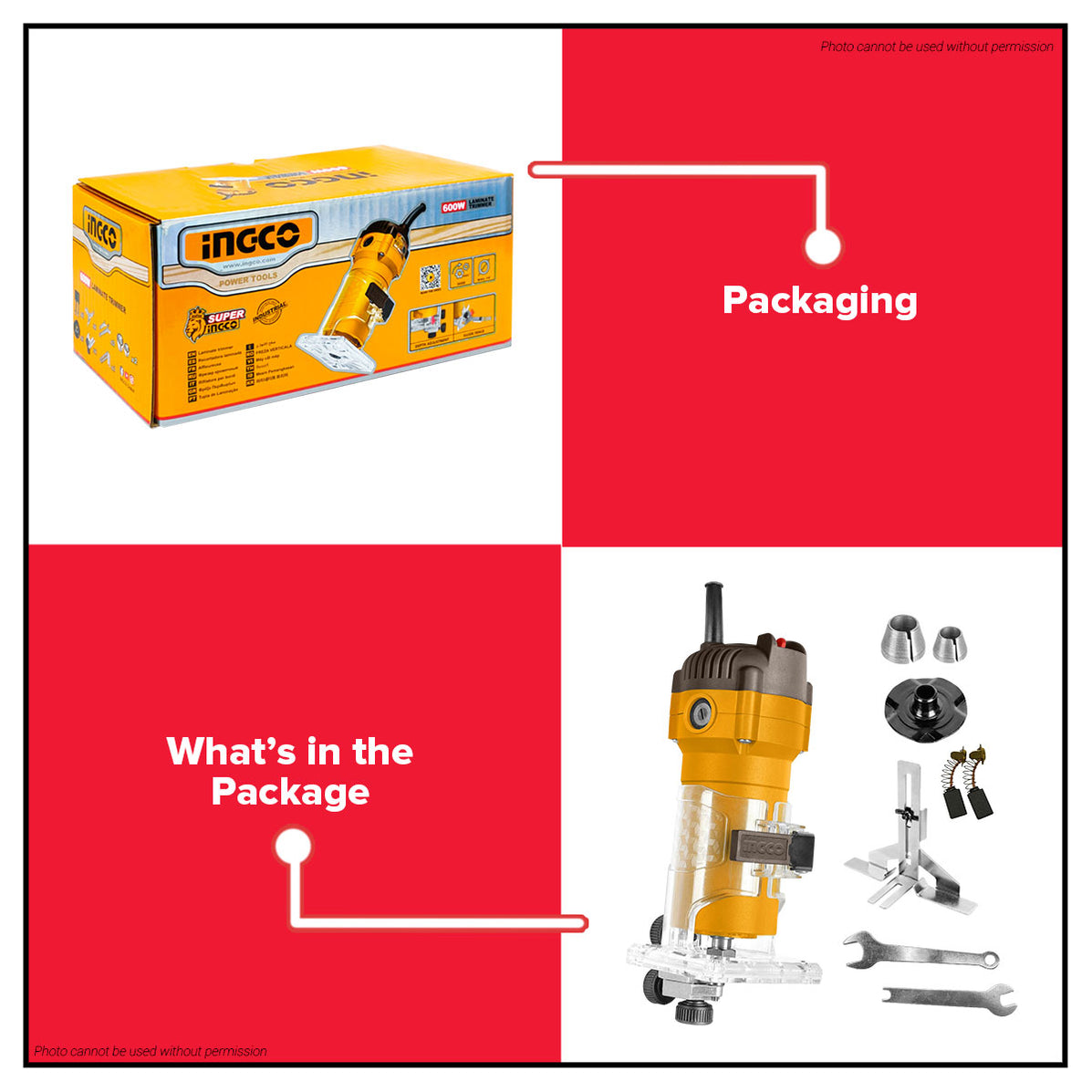 INGCO Laminate Trimmer Palm Router Mini 600W 1/4" PLM6001 NEW MODEL FO ...