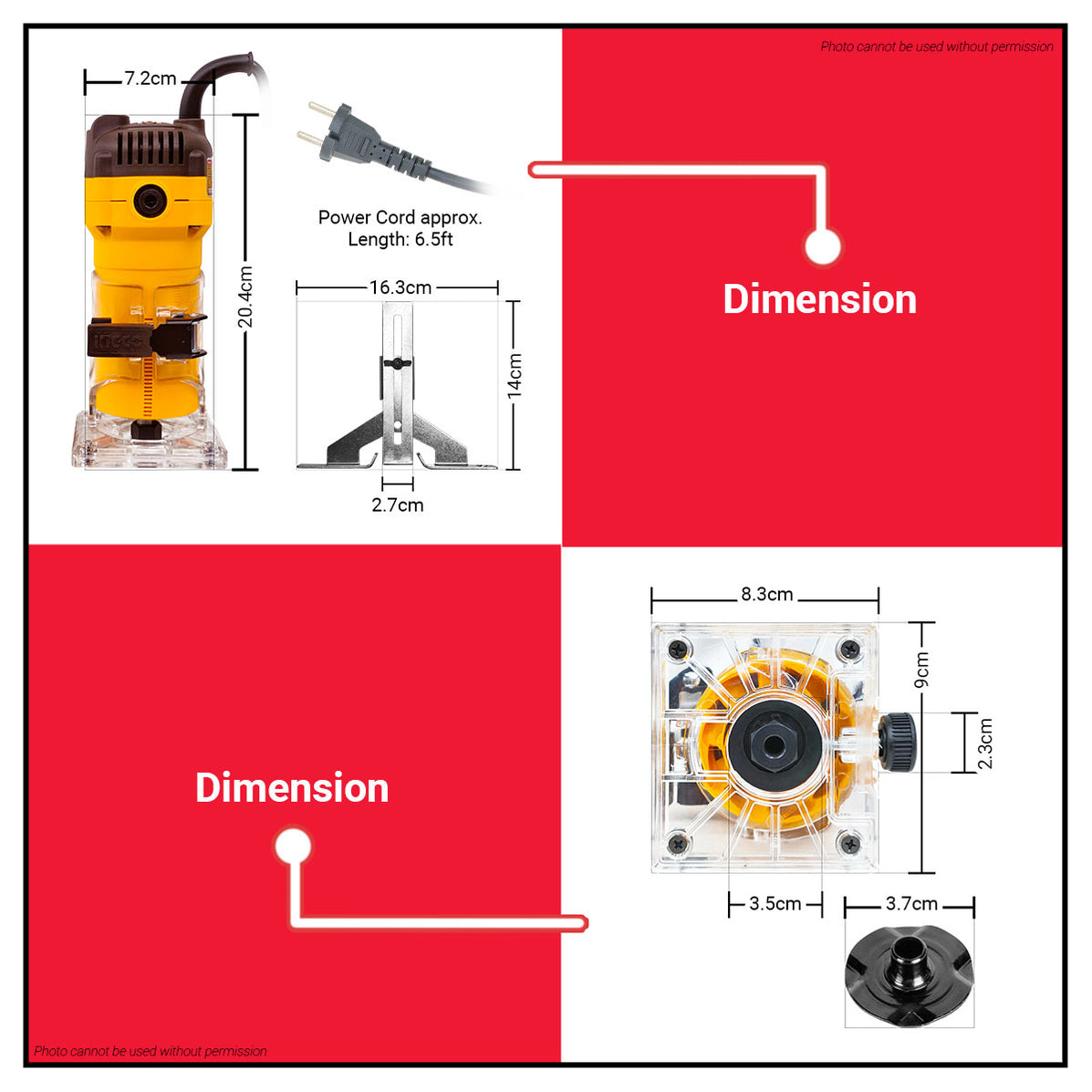 INGCO Laminate Trimmer Palm Router Mini 600W 1/4" PLM6001 NEW MODEL FO ...