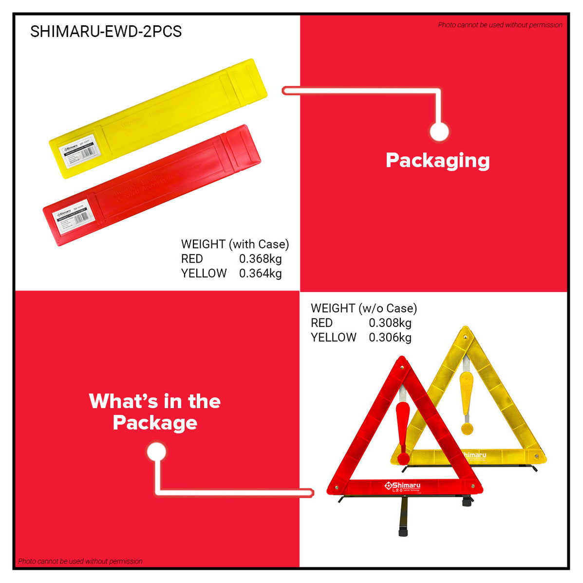 SHIMARU | PROMAN 2 PCS Reflective Triangle EWD Early Warning Device Re ...