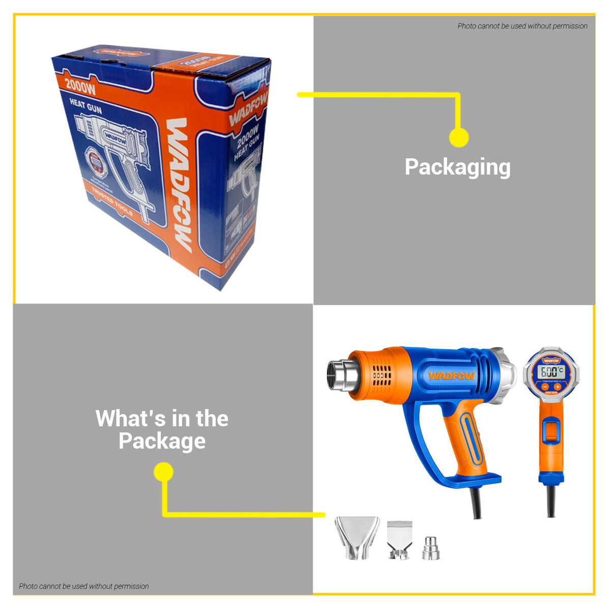 BUILDMATE Wadfow Heat Gun 2000W Hot Air Gun Blower Adjustable Temperat ...