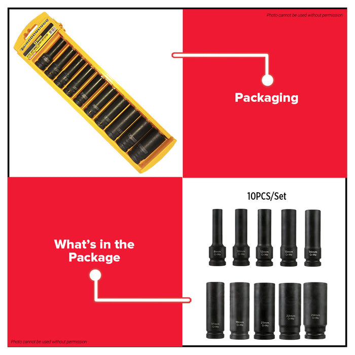 PowerHouse 10pcs 1/2 Drive Deep Impact Socket Set PH-DIS10-10SET PHHT ...