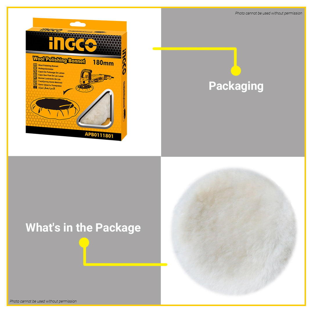 BUILDMATE Ingco 180MM (7" Inch) Wool Polishing Bonnet APB0111801 - IHT ...