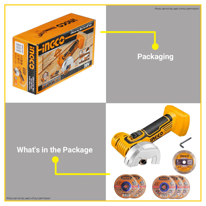 (SOLO) BUILDMATE Ingco 3" Inch Li-Ion Cordless Mini Cut Off Tool with ...