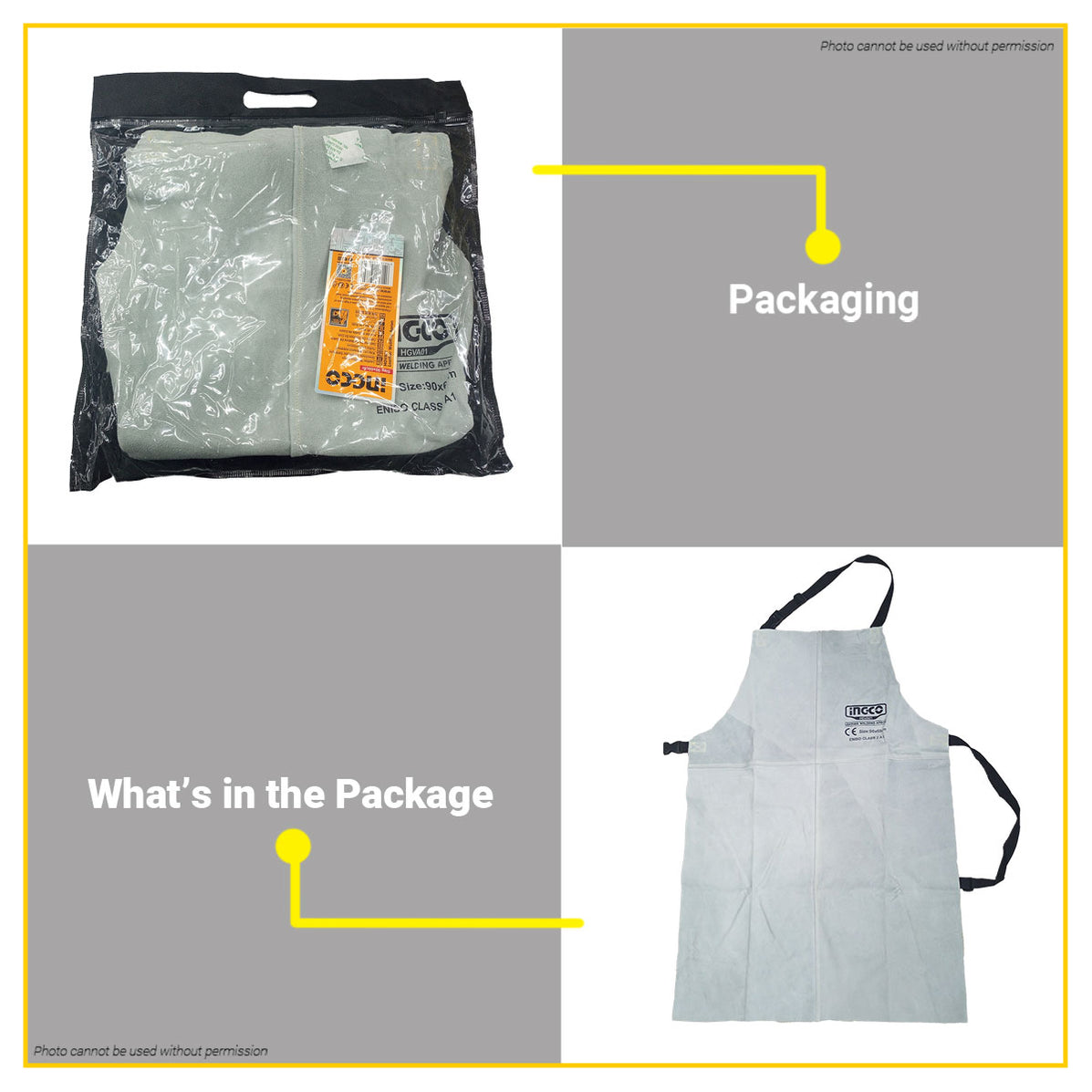 BUILDMATE Ingco Leather Welding Apron 90x60cm Gray | Brown [SOLD PER P ...