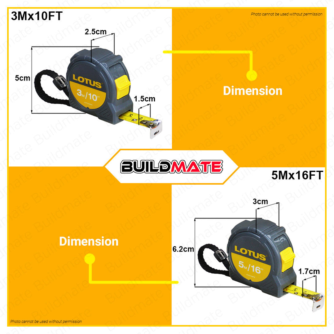 BUILDMATE Lotus Steel Tape 3M | 5M | 8M | 10M Measuring Tape Measure F ...