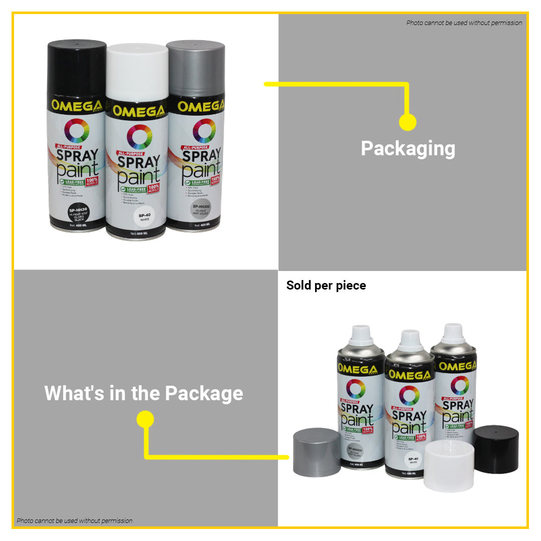 BUILDMATE Omega All-Purpose Spray Paint 400ml Lead Free Formulation Qu ...