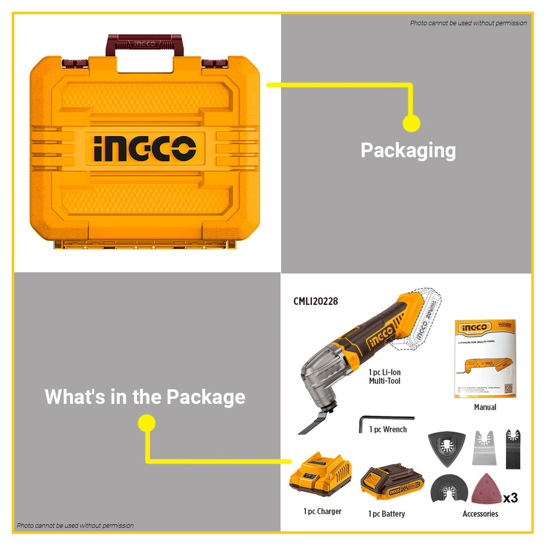 BUILDMATE INGCO 20V Lithium-Ion Oscillating Multi Tool with 6-Speed Ad ...