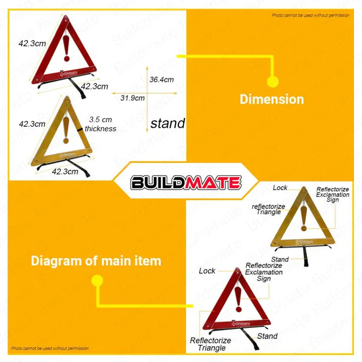 PROMAN | SHIMARU Safety Car Reflective Early Warning Device Triangle E ...