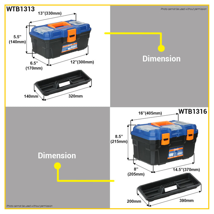BUILDMATE WadfowTool Box 13" Inch | 16" Inch Plastic Buckle Organizer — Buildmate