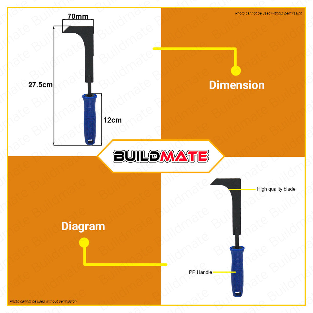 WADFOW Weed Knife 275MM Carbon Steel Grass Knife Crack Weeder L-Shaped ...