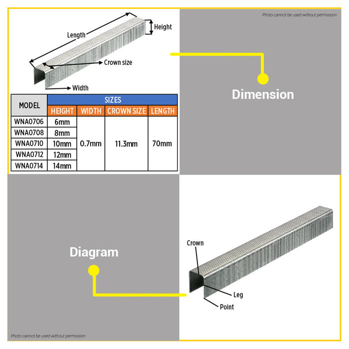 BUILDMATE Wadfow 1000PCS/SET Staples Wire 0.7mm / 6mm - 14mm Heavy Dut ...