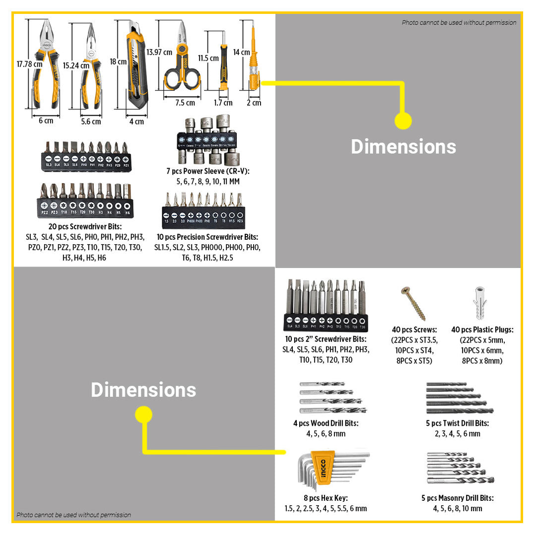 BUILDMATE Ingco 165pcs Household Tools Set Lithium-Ion Impact Drill wi ...