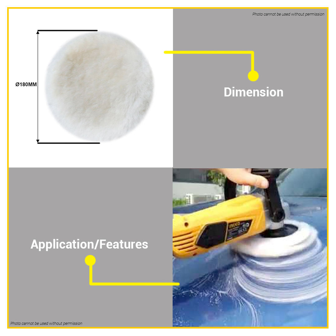 BUILDMATE Ingco 180MM (7" Inch) Wool Polishing Bonnet APB0111801 - IHT ...