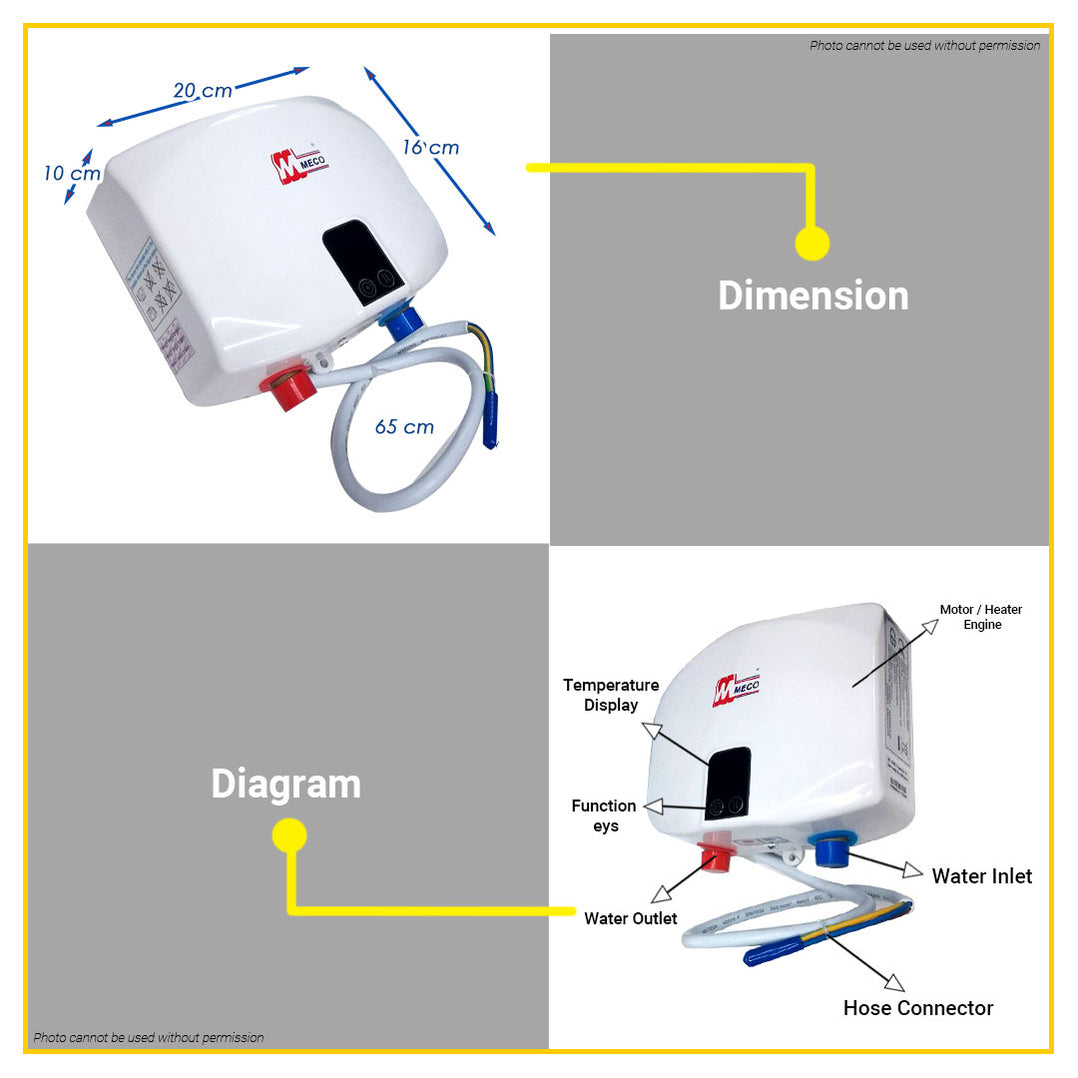 BUILDMATE Meco Tankless Multipoint Electric Water Heater 5500W Continu ...