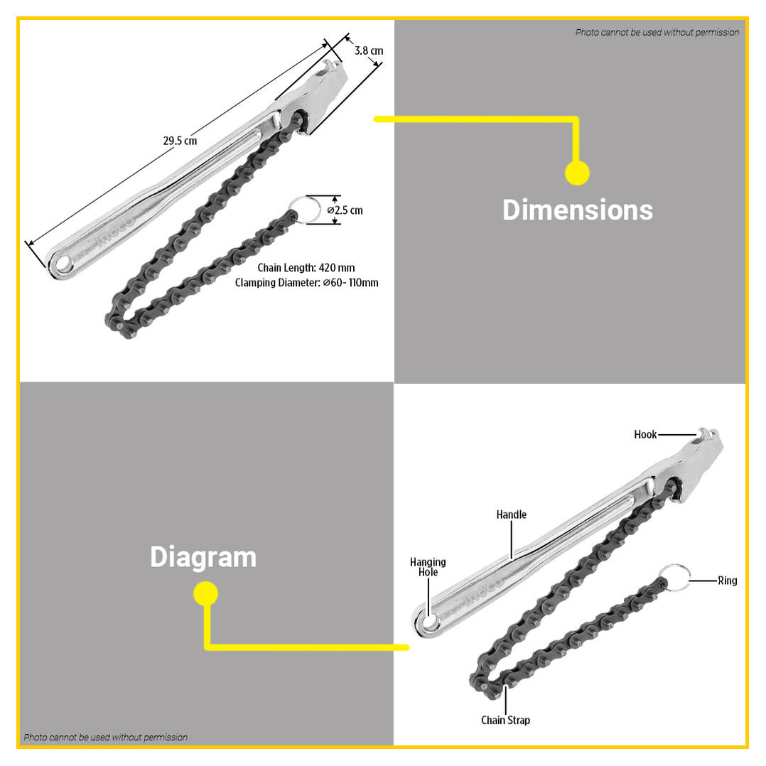 BUILDMATE Ingco Chain Pipe Wrench 420mm Adjustable Chain Pipe Fitting ...