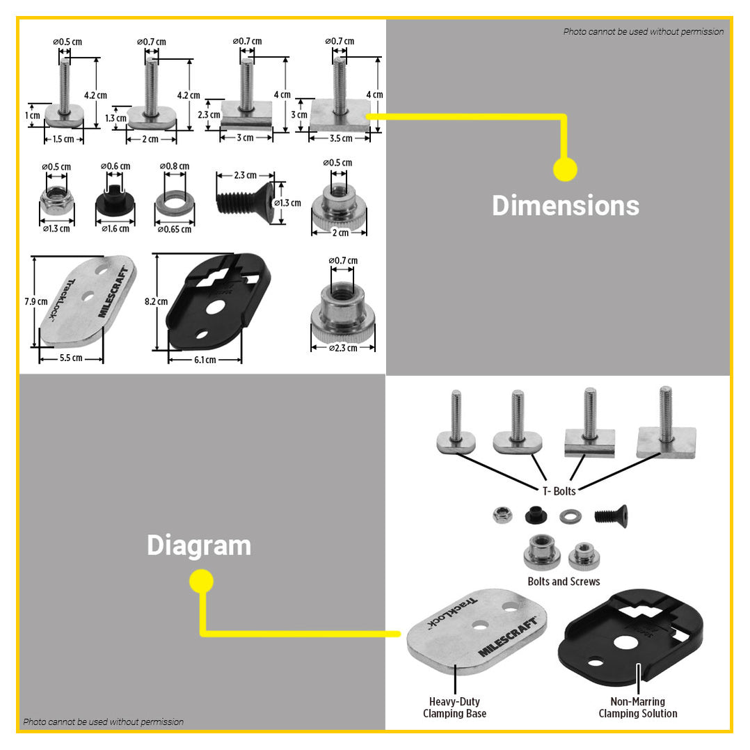 BUILDMATE Milescraft Track Lock Universal T-Track Table Clamping Acces ...