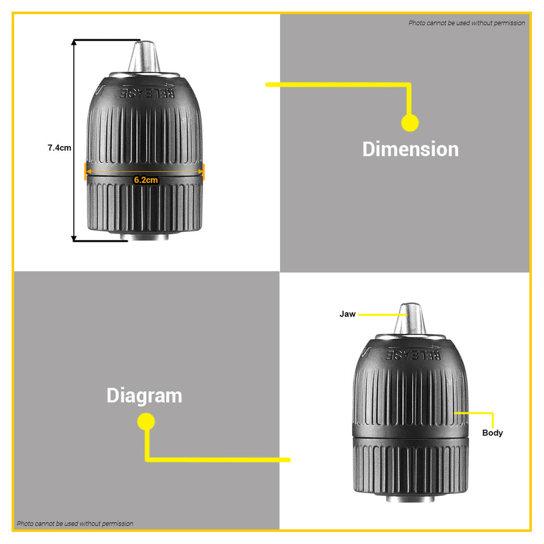 BUILDMATE Ingco 13MM (1/2" Inch) Keyless Chuck for Cordless and Impact ...