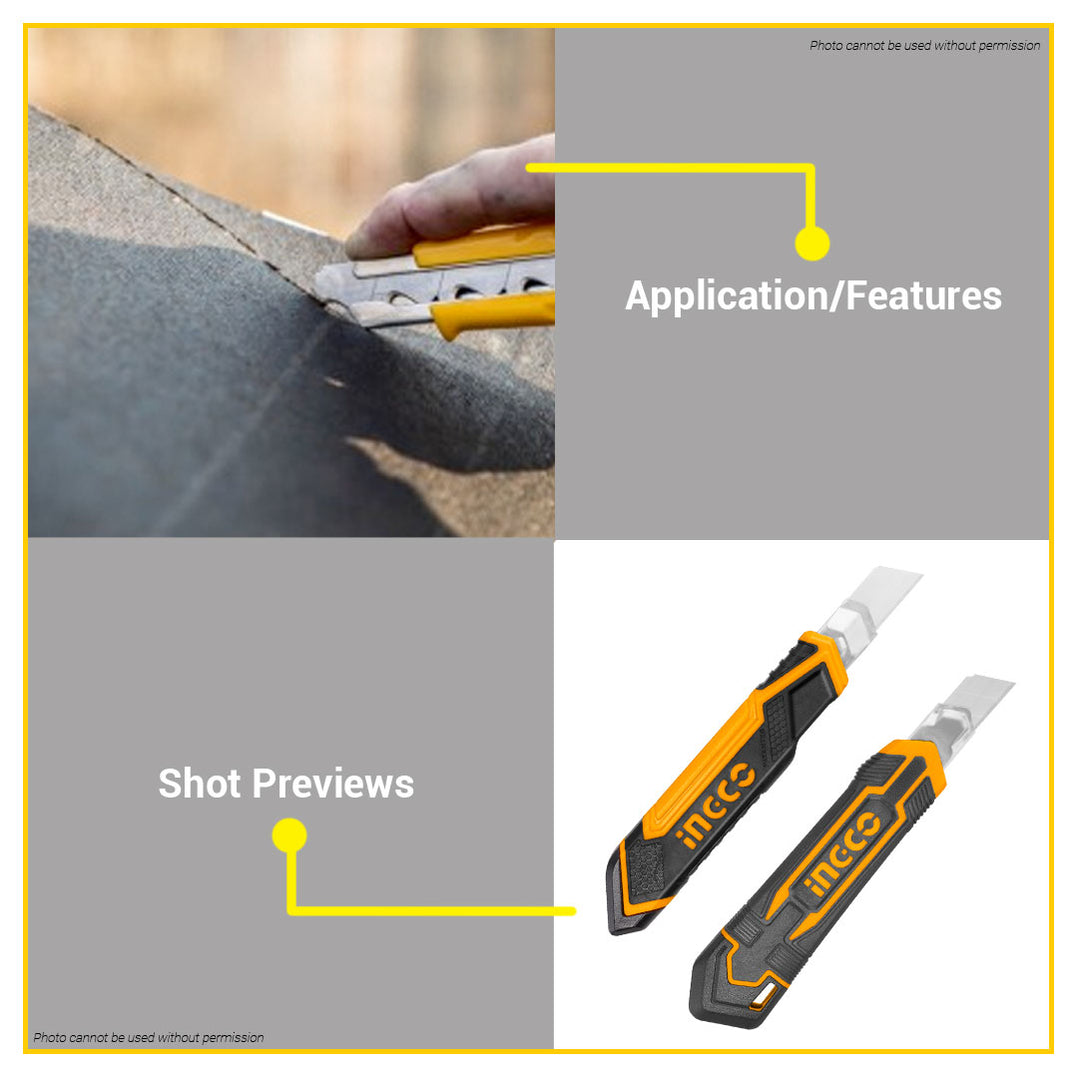 BUILDMATE Ingco Snap-Off Blade Knife 18mm x 100mm SK5 Heavy Duty Blade ...