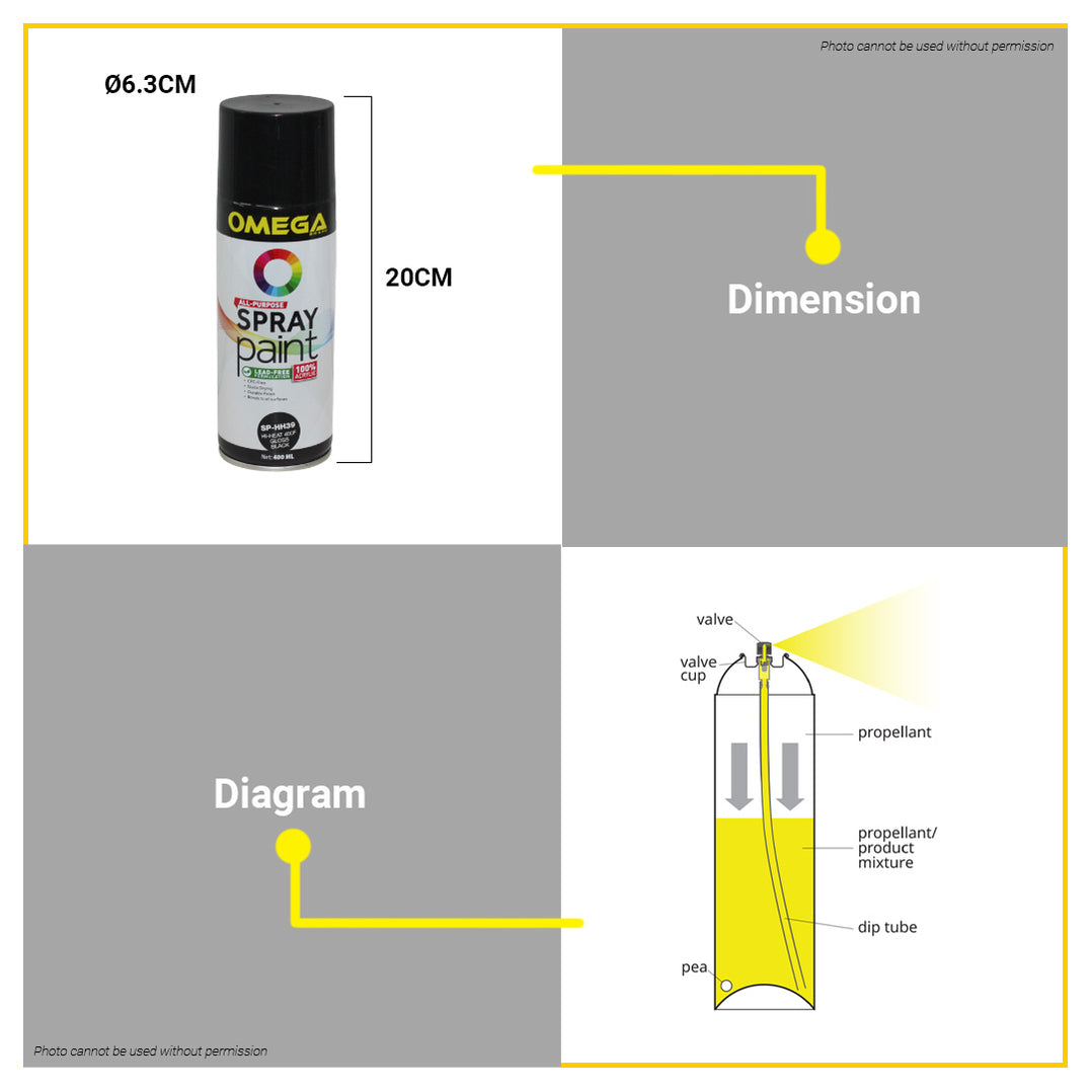 BUILDMATE Omega All-Purpose Spray Paint 400ml Lead Free Formulation Qu ...