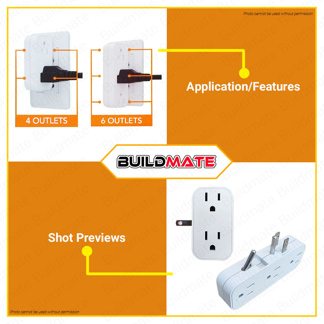 OMNI Outlet Adapter Side Access 10A 4 Gang | 6 Gang Adaptor Socket Out ...