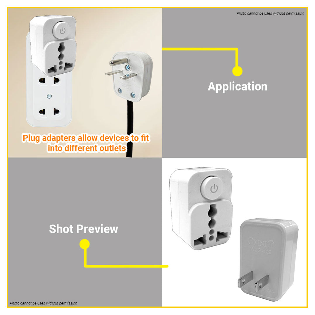 BUILDMATE Omni Universal Adapter with Switch 10A 250V Socket Power Out ...
