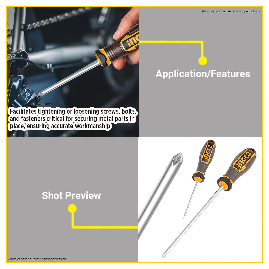 BUILDMATE Ingco Phillips Screwdriver 75mm / 125mm / 150mm S2 Crosshead ...
