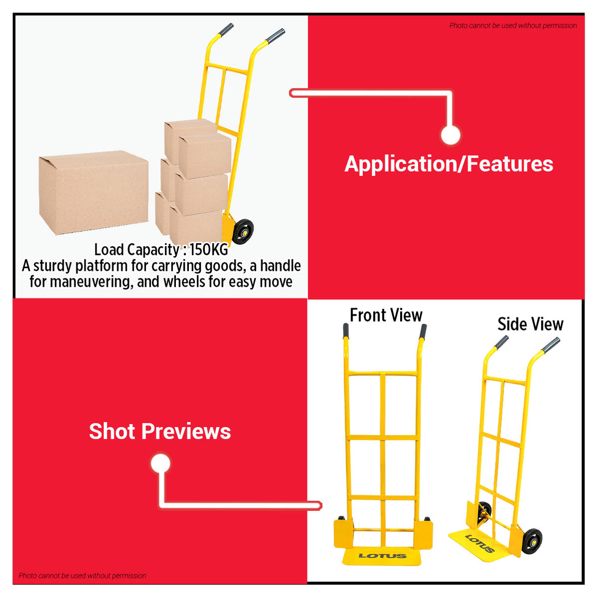 LOTUS 150kg Hand Truck Trolley Push Cart LTHT150THX LHT — Buildmate