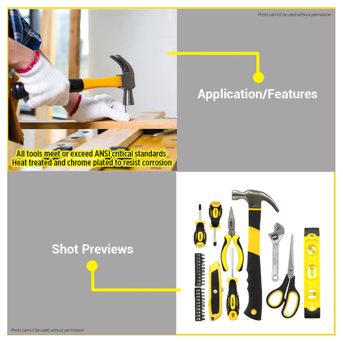 BUILDMATE Lotus 29pcs Mixed Tool Set Cr-V DIY Household Hand Repair Ba ...