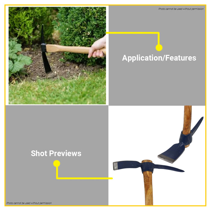 BUILDMATE Mega 5lbs Pick Mattock with Wooden Handle Heavy Duty Garden ...