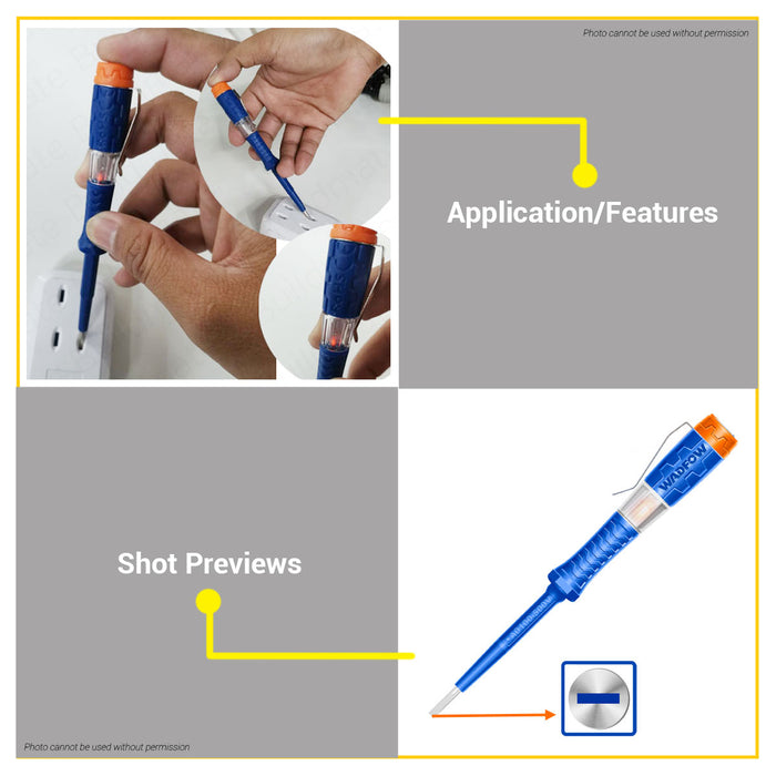 BUILDMATE Wadfow Test Pencil 3x140mm AC 100-500V Voltage Indicator Tes ...