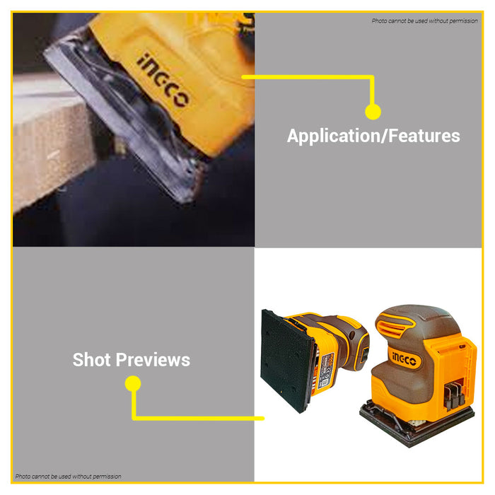 BUILDMATE Ingco 20V Lithium-Ion Wood Finish Sheet Sander with Sanding ...