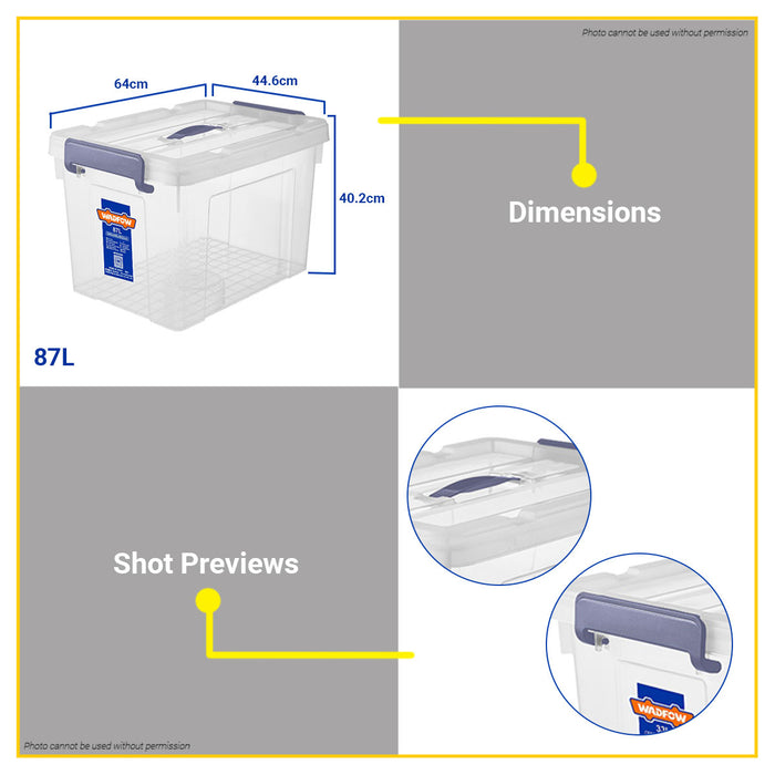BUILDMATE Wadfow Clear Organizer Storage Box Transparent 33L - 87L Sta — Buildmate