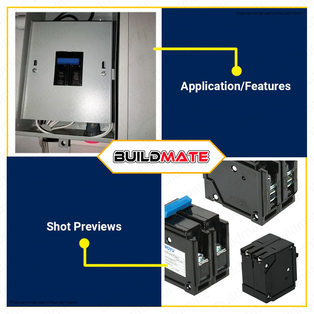 BUILDMATE Royu Mini Circuit Breaker Plug In Type Screw Terminal 2 Pole ...