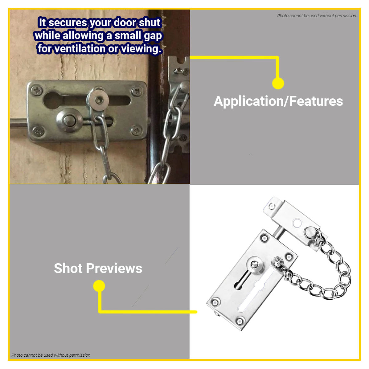 STAR WHEEL Chrome Plated Door Bolt Chain and Bolt Lock #650 CP 100% OR ...