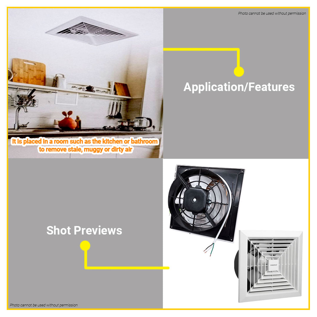 BUILDMATE Firefly Ceiling Mounted Exhaust Fan 8" Wide Radial Grille Ai ...