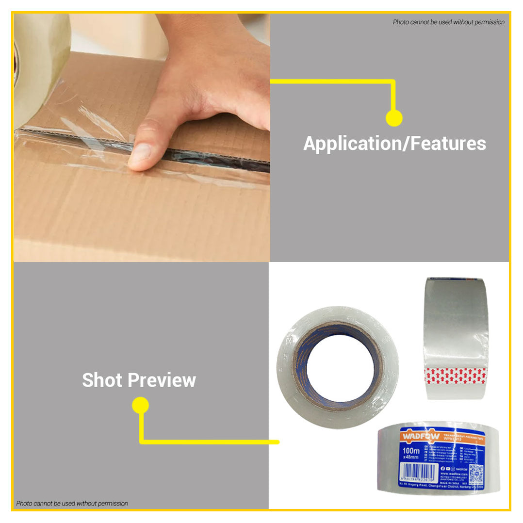BUILDMATE Wadfow 50M-150M x 48MM Transparent Packing Tape Adhesive Tap ...