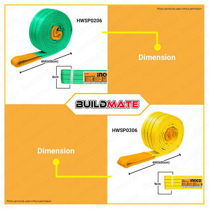 BUILDMATE Ingco Webbing Sling Belt 2T / 3T Heavy Duty Safety Lifting F ...