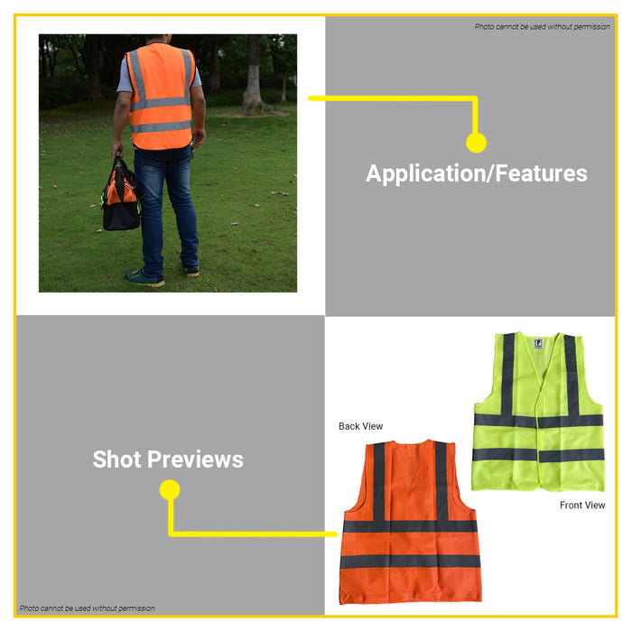 BUILDMATE Powerhouse Mesh Safety Vest with High Reflective Strip X-Typ ...